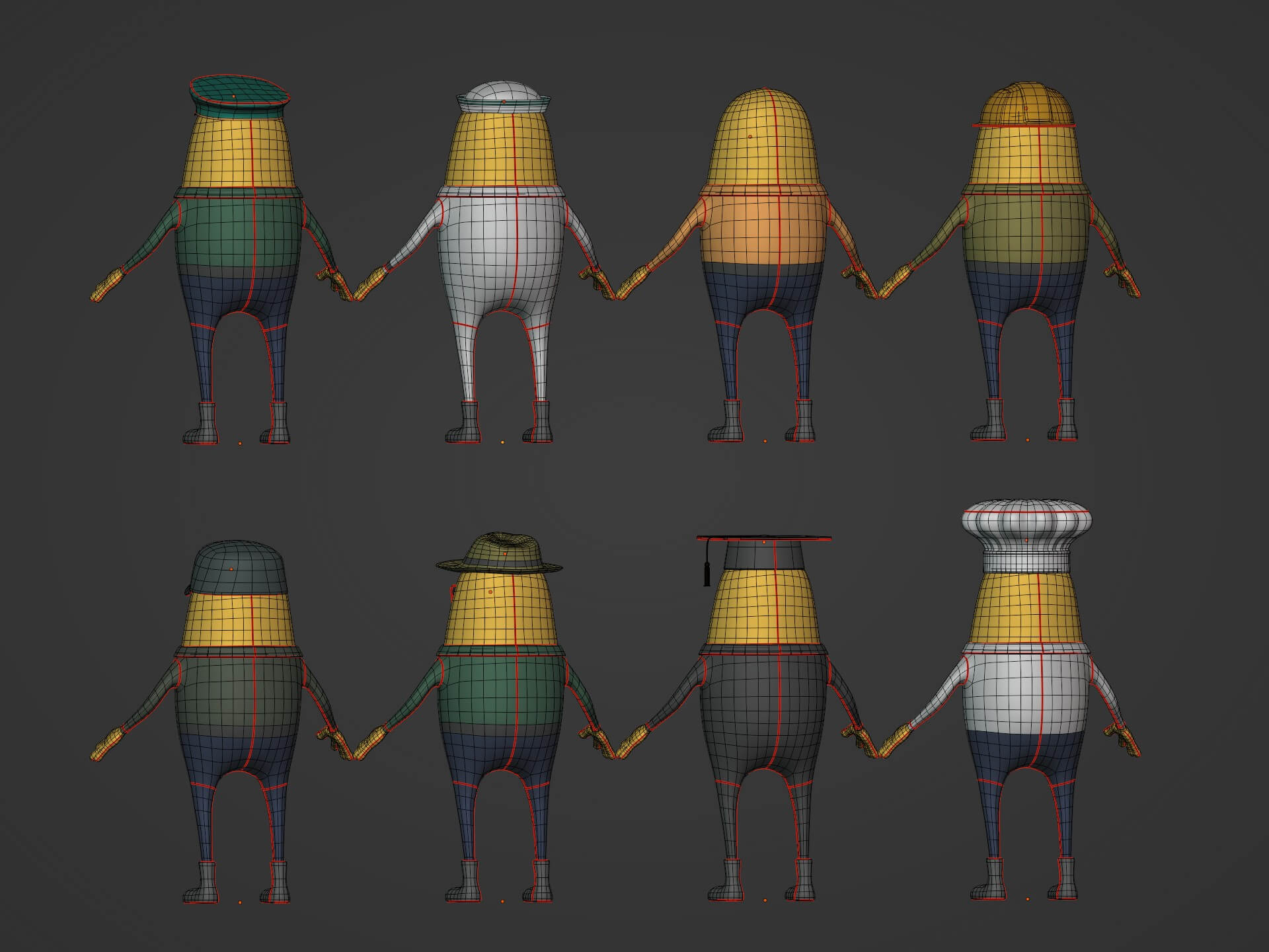 Cartoon Stickman - Pack 3D Model by Ocstard