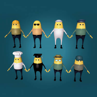 Cartoon Stickman - Pack 3D Model by Ocstard