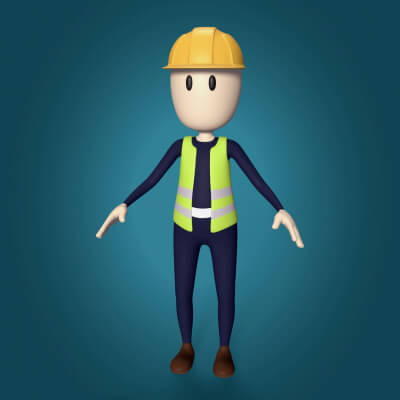 Cartoon Construction Worker1 - 3D Model by Ocstard
