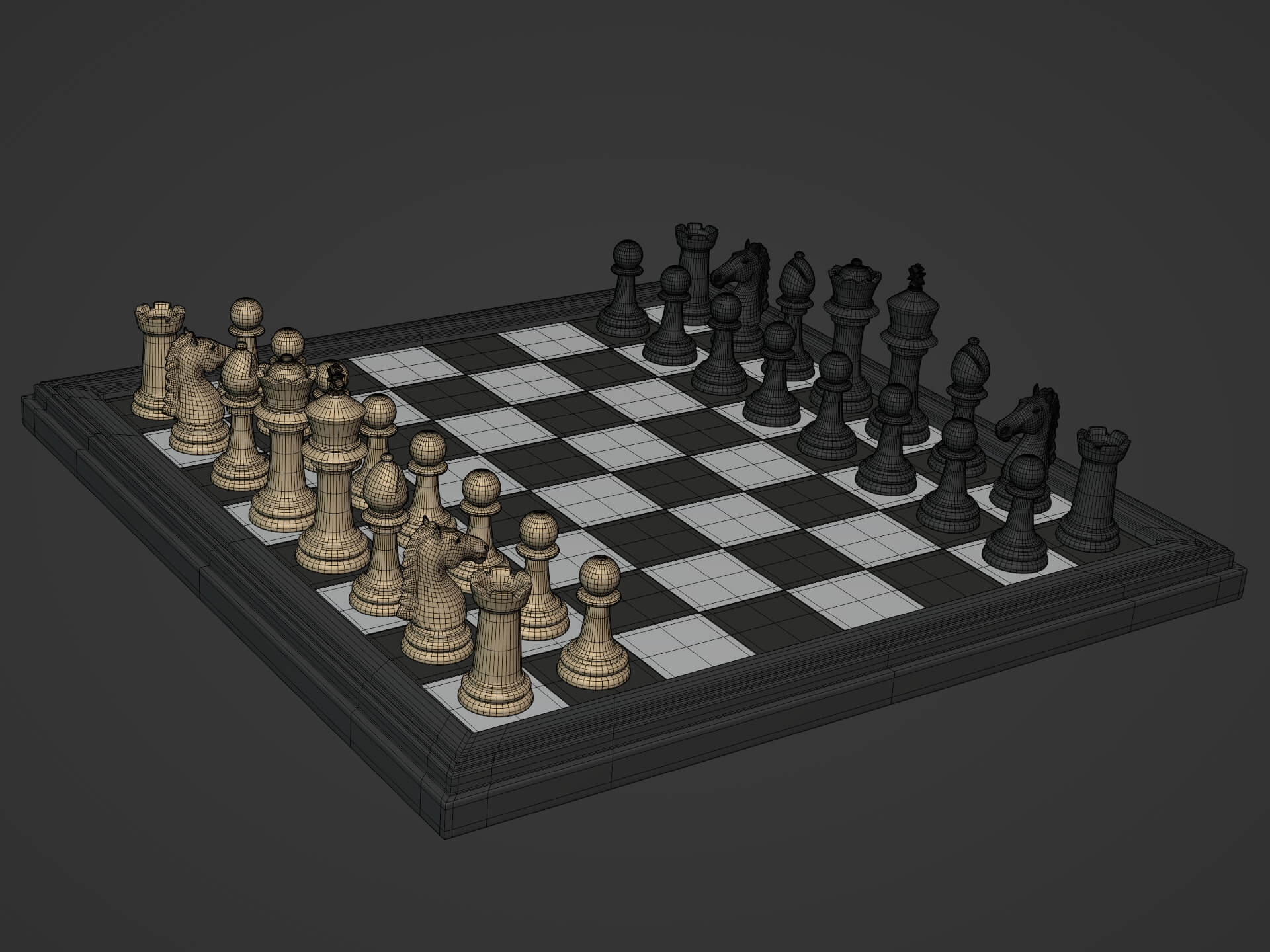 Chess Set and Board - 3D Model by Ocstard