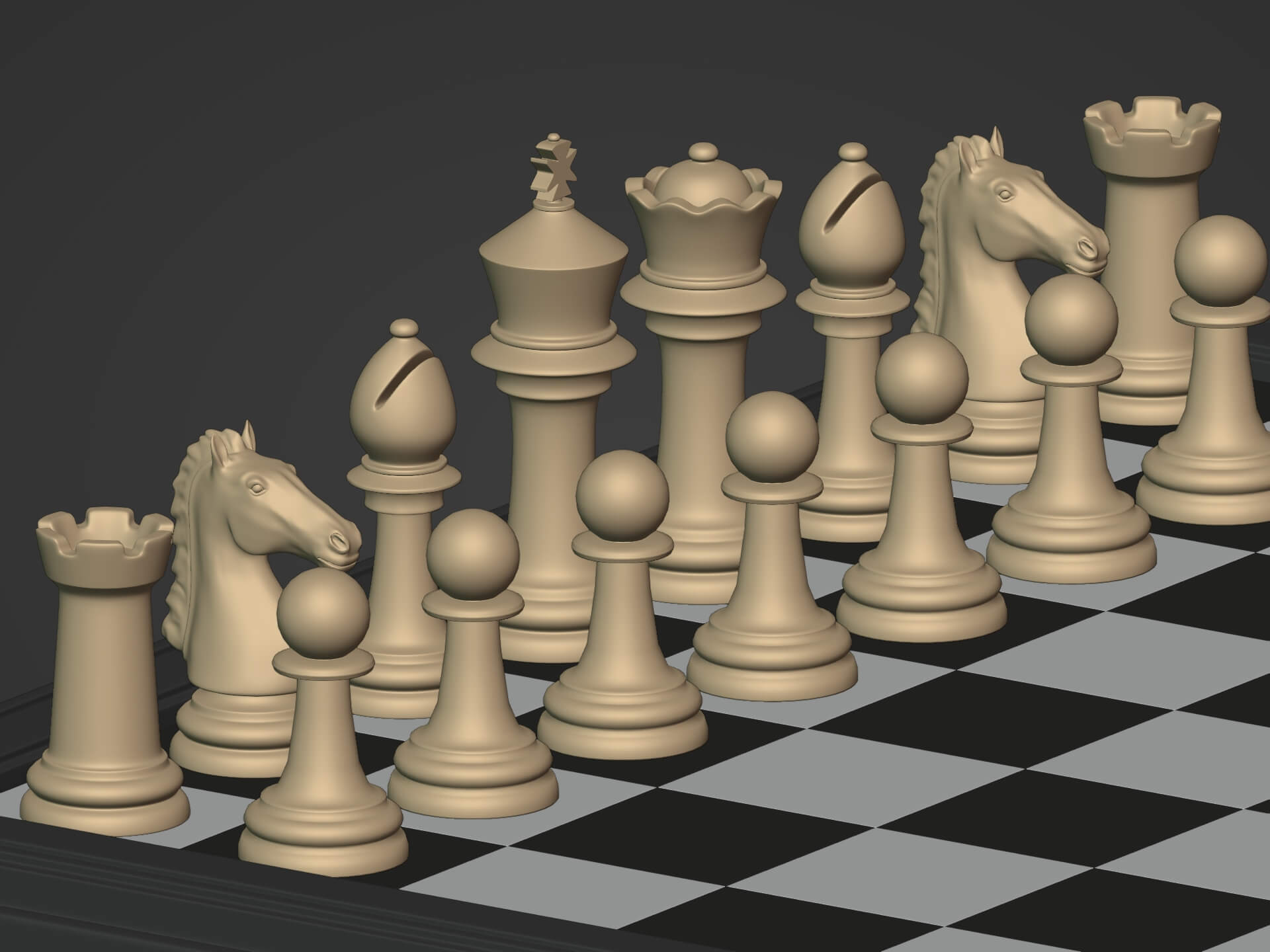 Chess Set and Board - 3D Model by Ocstard