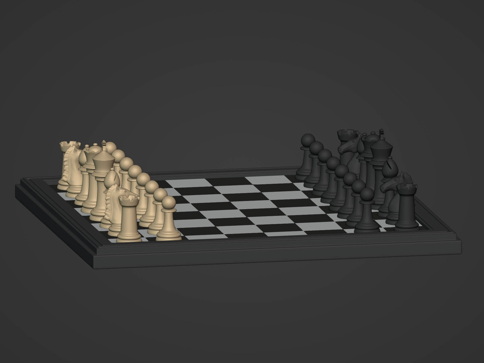 Chess Set and Board - 3D Model by Ocstard