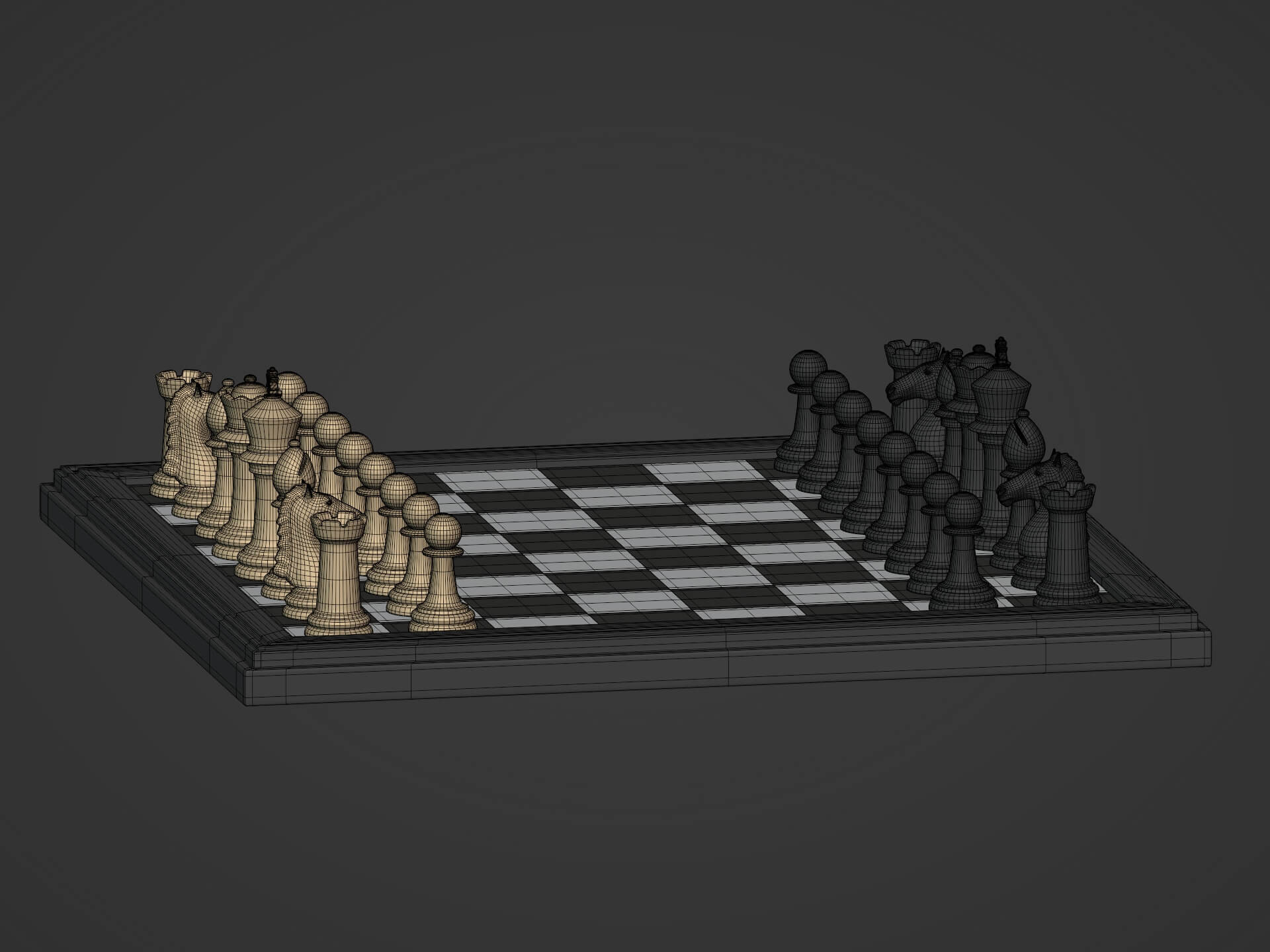 Chess Set and Board - 3D Model by Ocstard