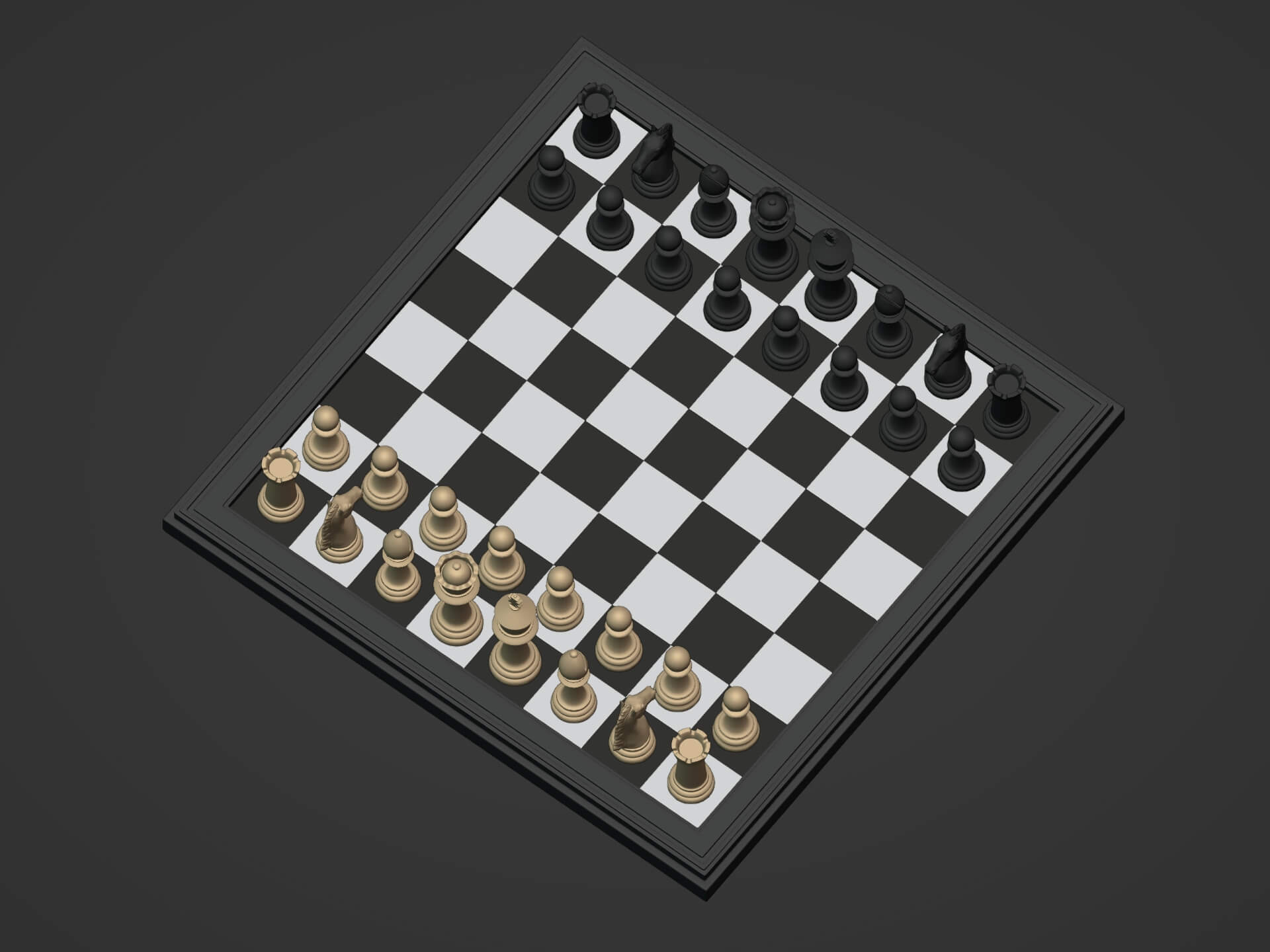 Chess Set and Board - 3D Model by Ocstard