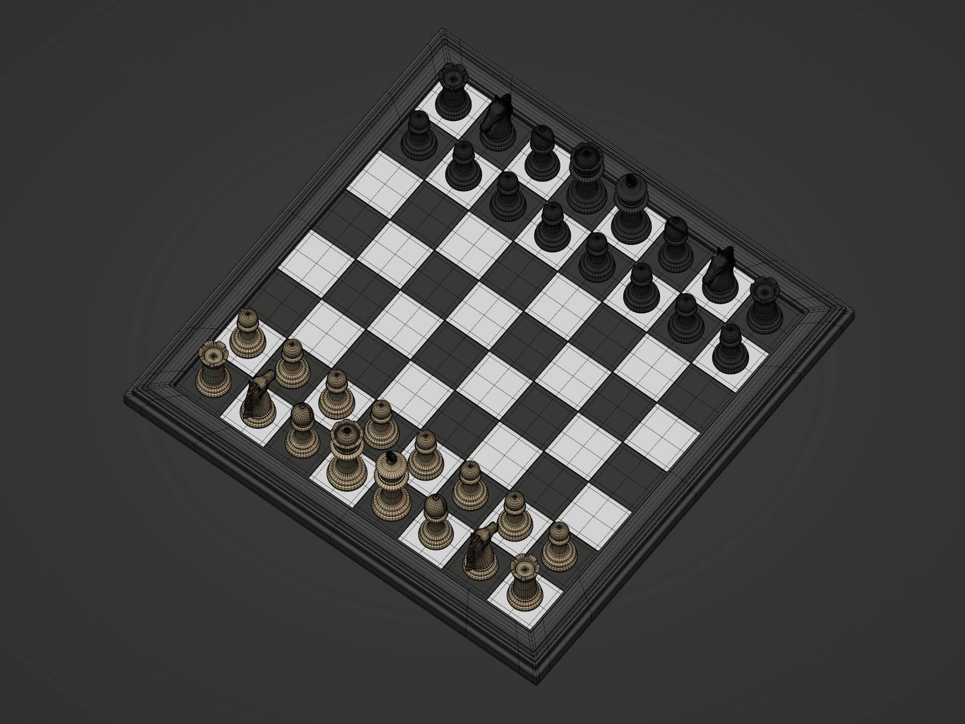 Chess Set and Board - 3D Model by Ocstard