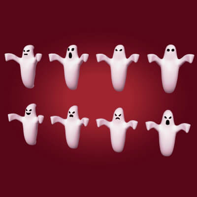 Cartoon Ghosts Pack - 3D Model by Ocstard