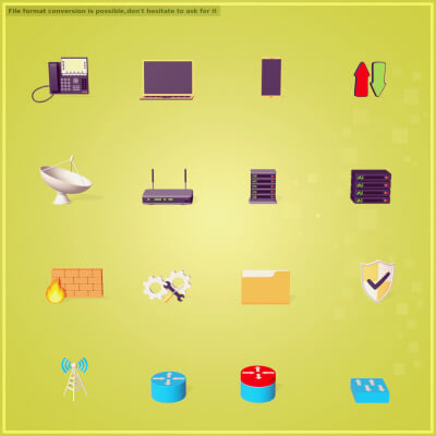 Network Icons Pack - 3D Model by Ocstard