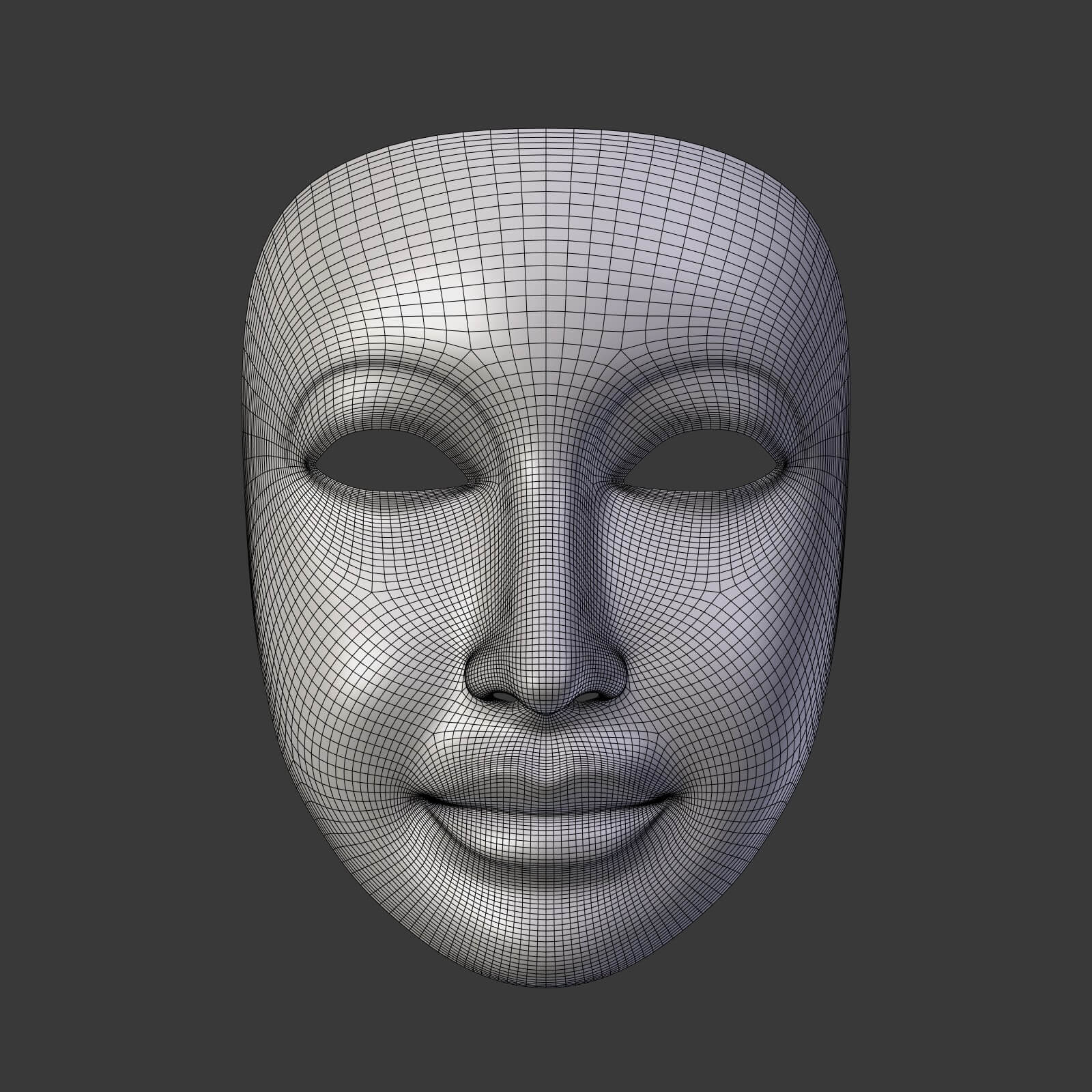 Female Theater Mask With Neutral Expressions - 3D Model by Ocstard