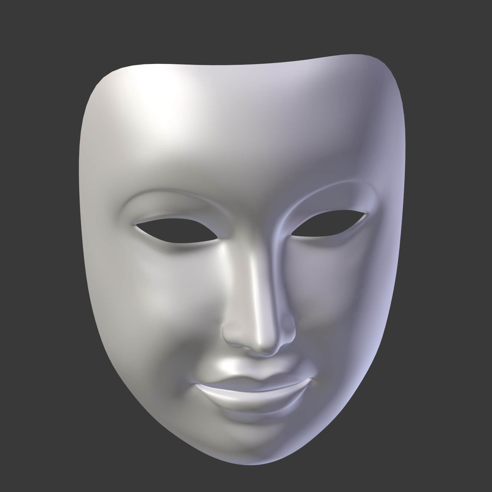 Female Theater Mask With Neutral Expressions - 3D Model by Ocstard