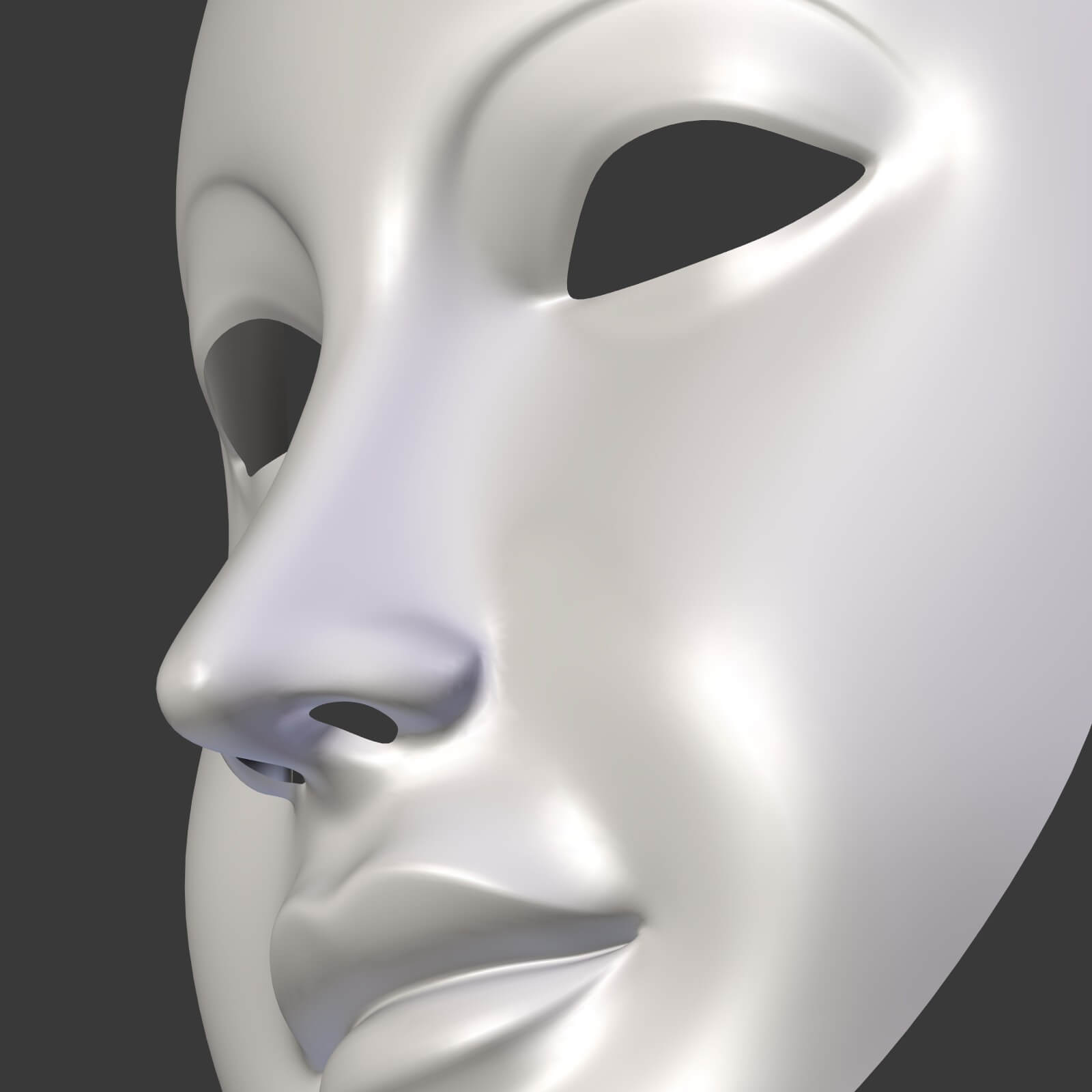 Female Theater Mask With Neutral Expressions - 3D Model by Ocstard