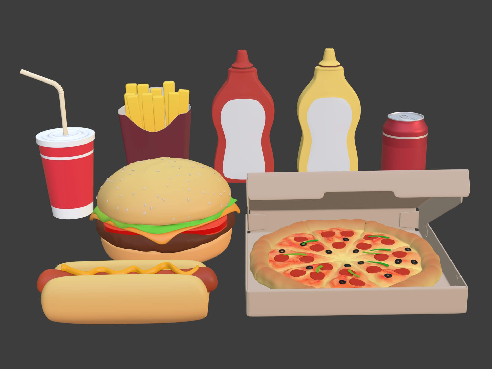 Cartoon Food Pack - 3D Model by Ocstard