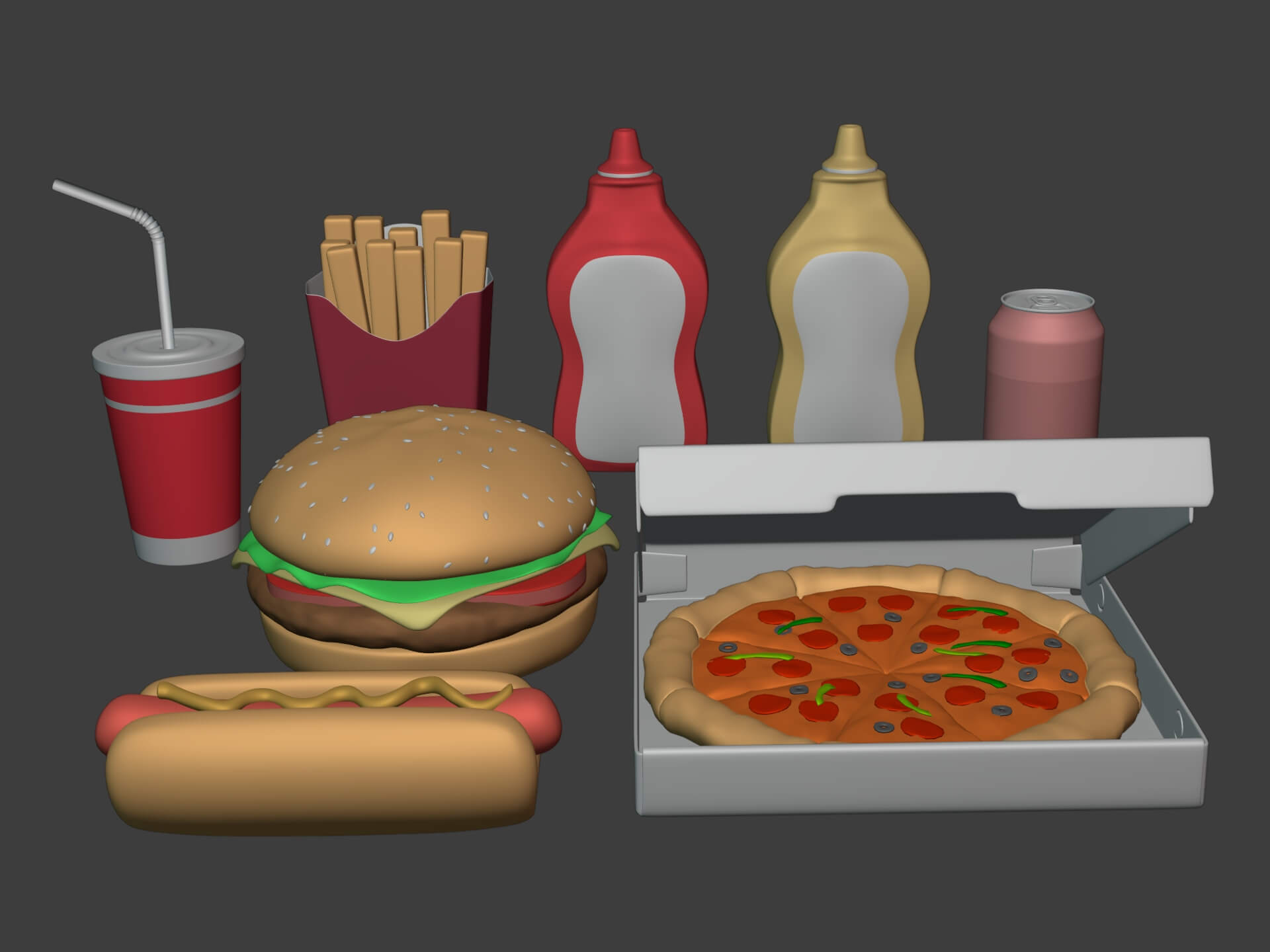 Cartoon Food Pack - 3D Model by Ocstard