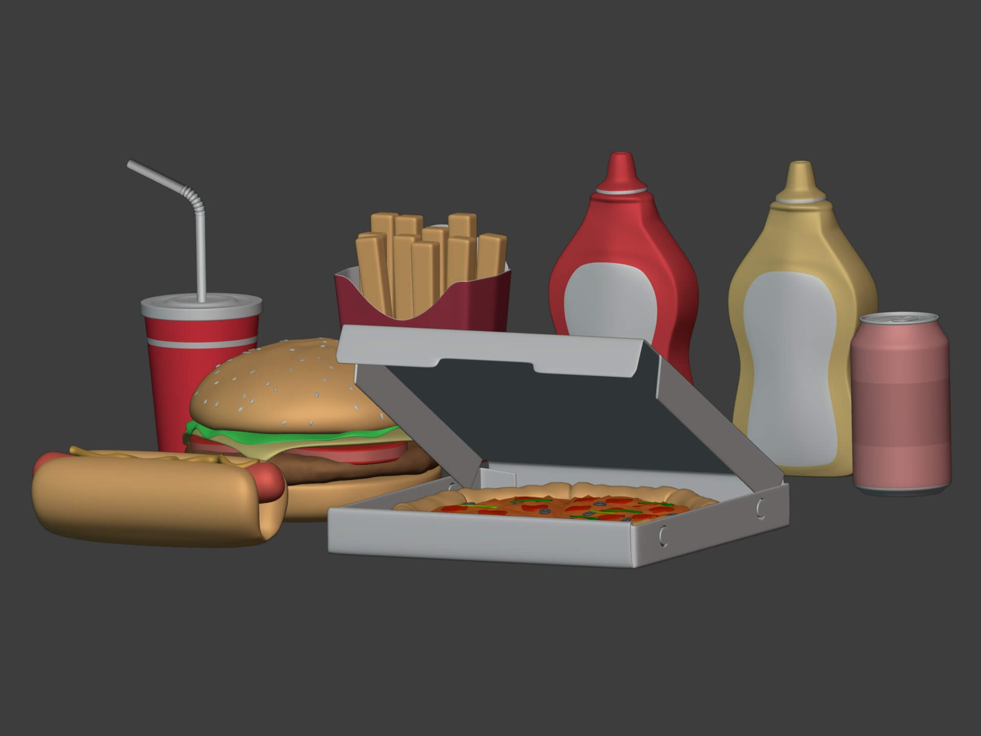 Cartoon Food Pack - 3D Model by Ocstard