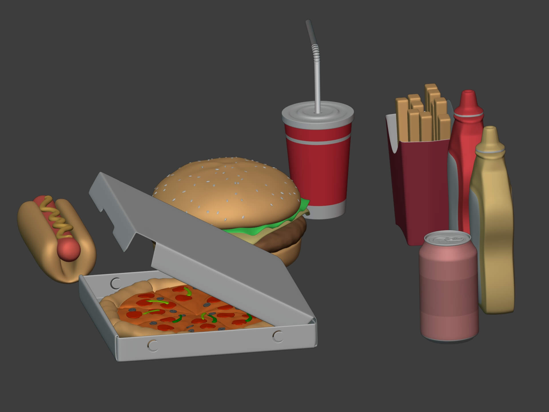 Cartoon Food Pack - 3D Model by Ocstard