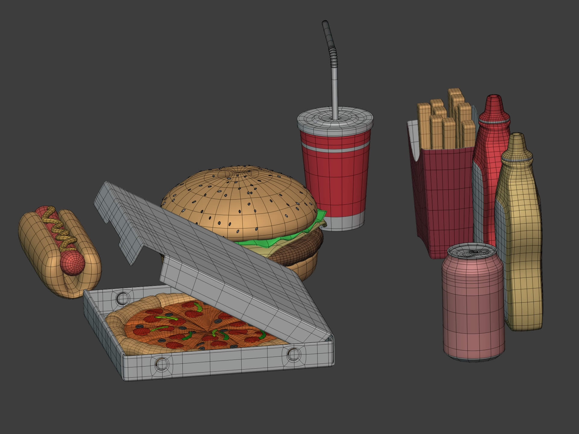 Cartoon Food Pack - 3D Model by Ocstard