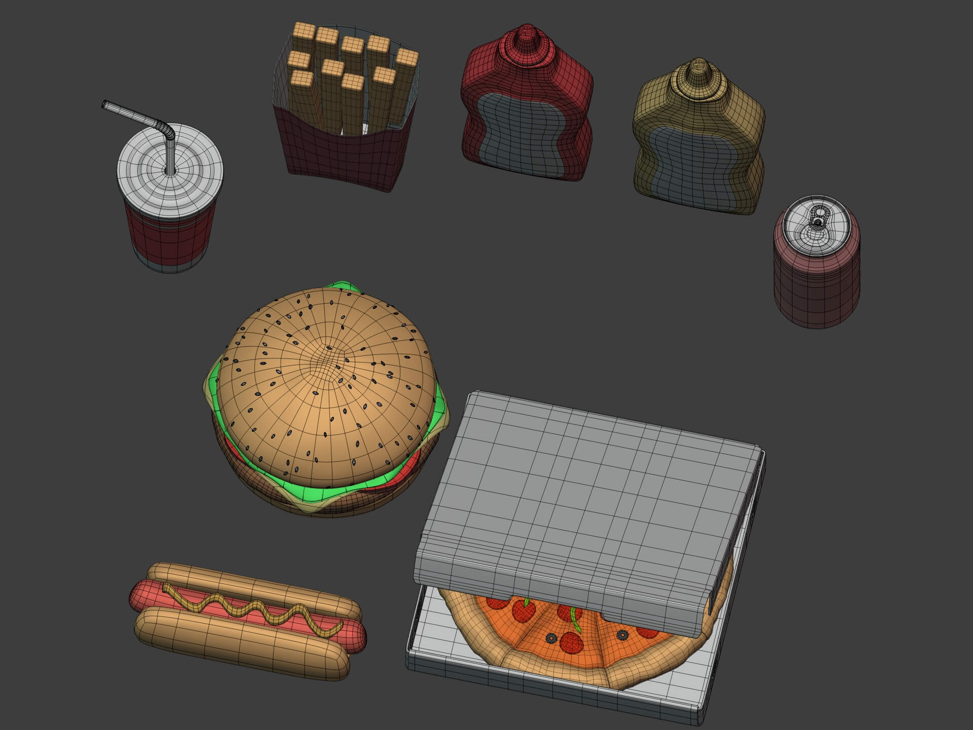Cartoon Food Pack - 3D Model by Ocstard