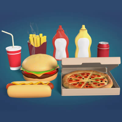 Cartoon Food Pack - 3D Model by Ocstard