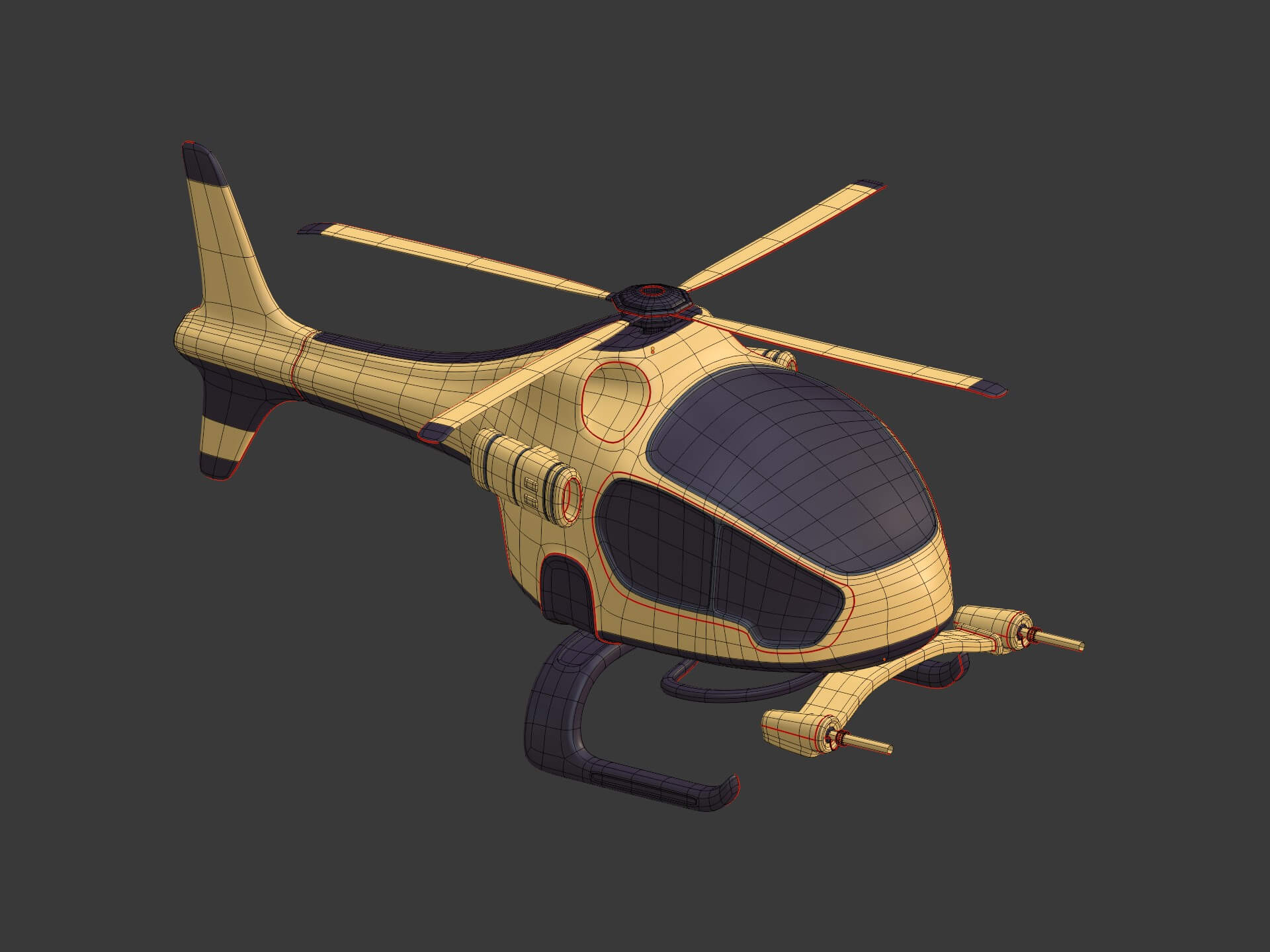 Cartoon Fantasy Helicopter - 3D Model by Ocstard
