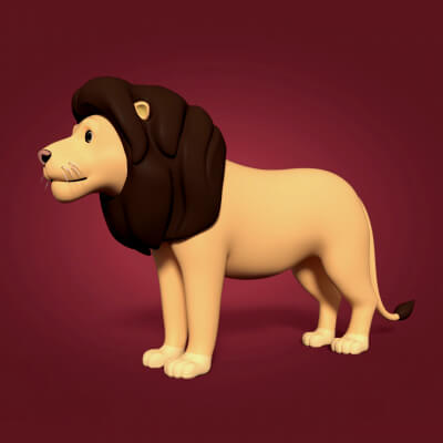 Lion Cartoon - 3D Model by Ocstard