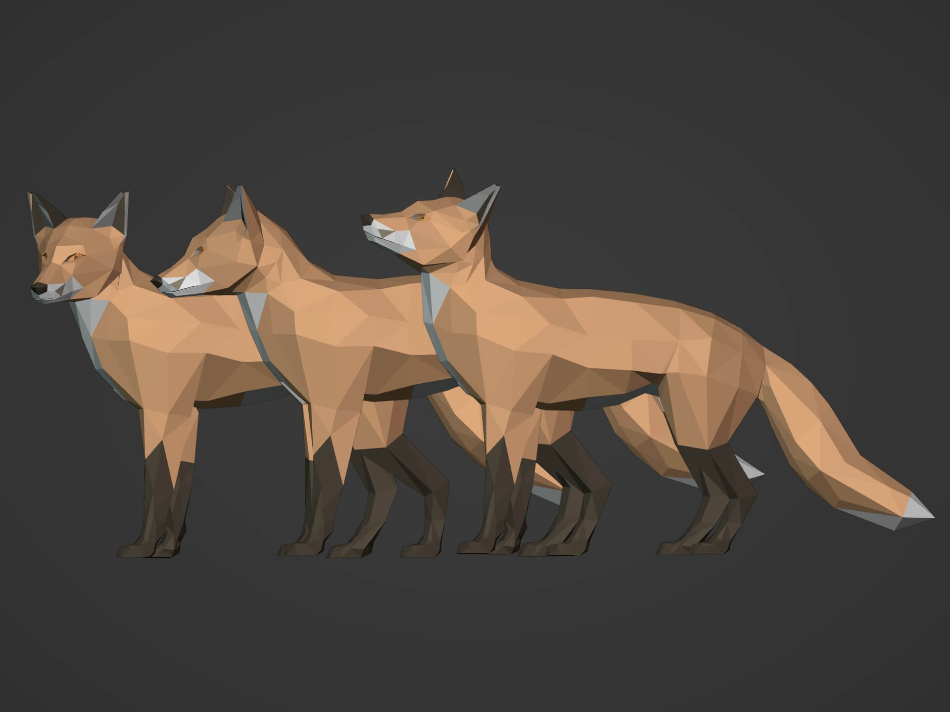 Low Poly Cartoon Red Fox - 3D Model by Ocstard