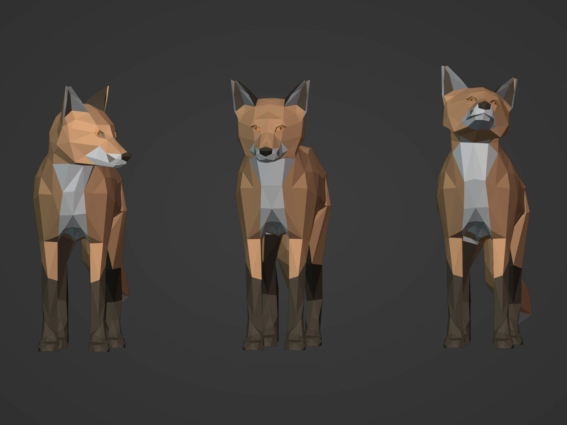 Low Poly Cartoon Red Fox - 3D Model by Ocstard