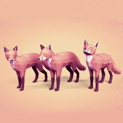 Low Poly Cartoon Red Fox - 3D Model by Ocstard
