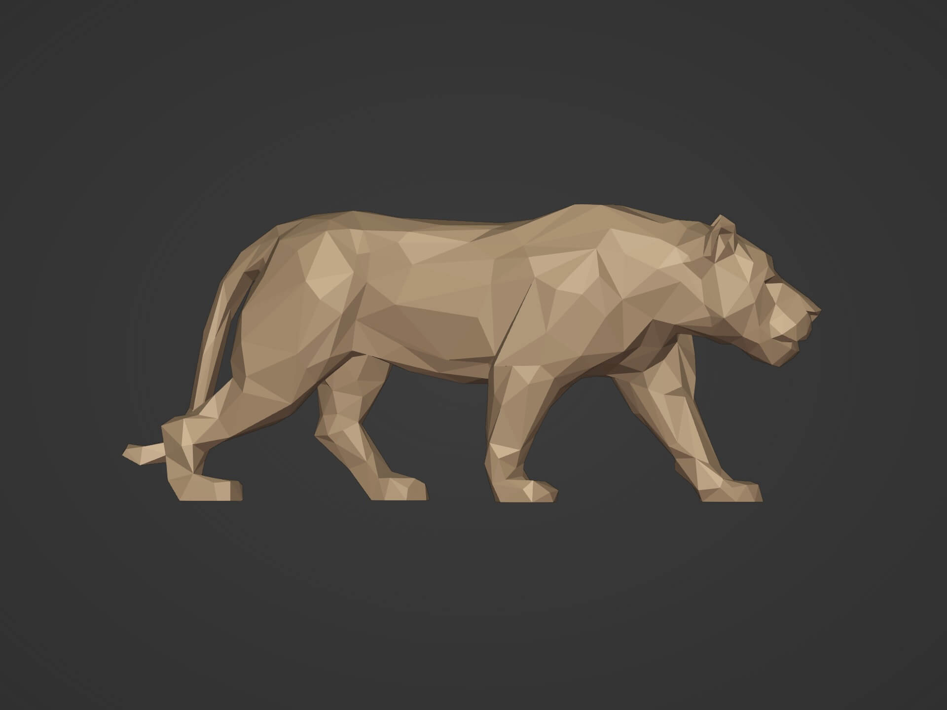 Low Poly Cartoon Tiger Figurine - Ready for 3D Printing by Ocstard