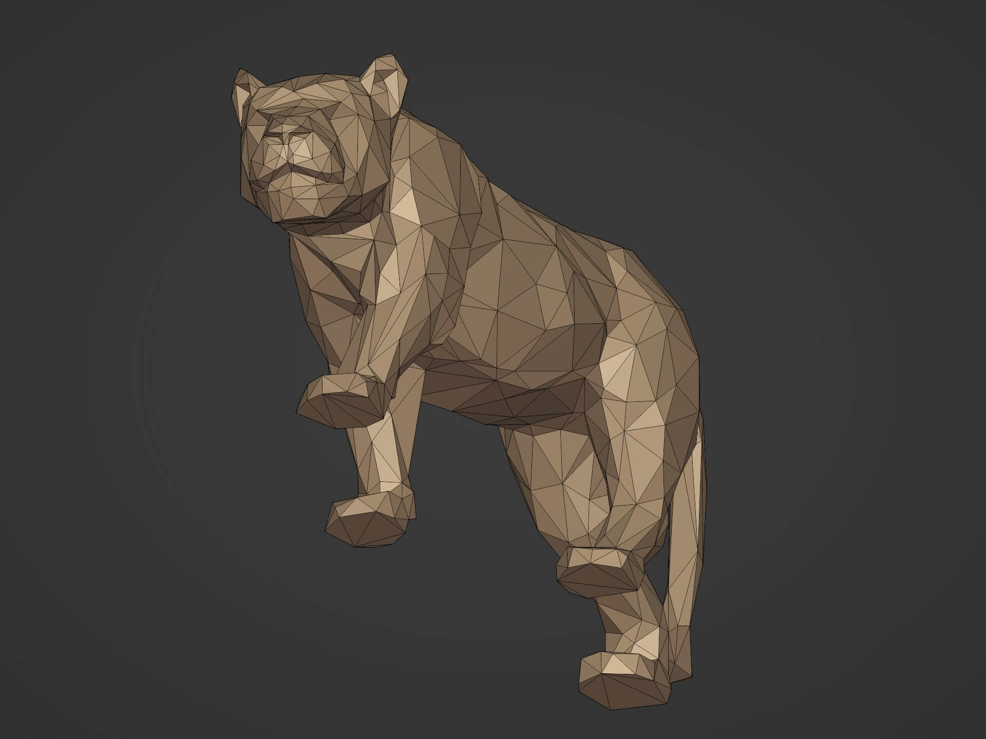 Low Poly Cartoon Tiger Figurine - Ready for 3D Printing by Ocstard