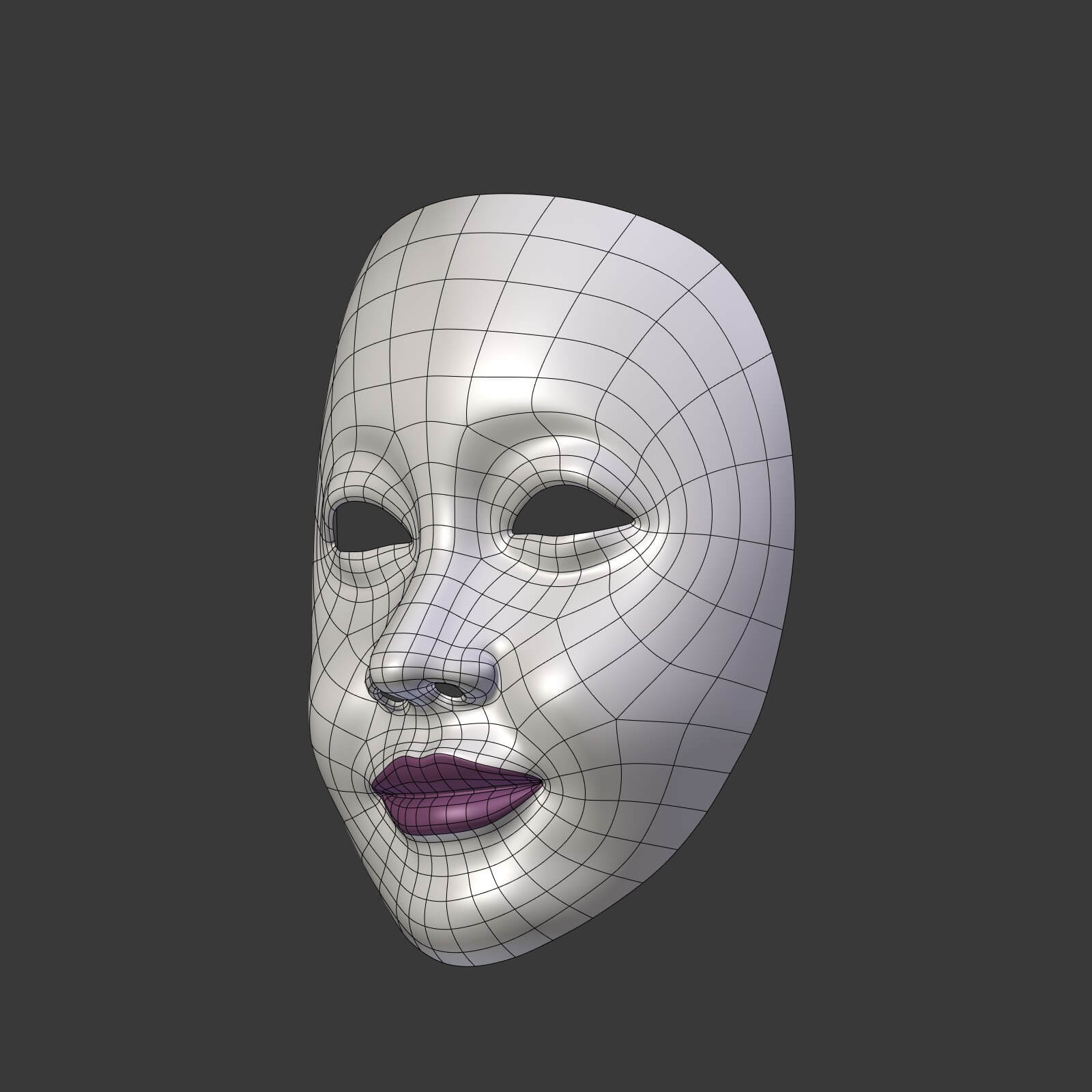 Woman Mask 1 - 3D Model by Ocstard