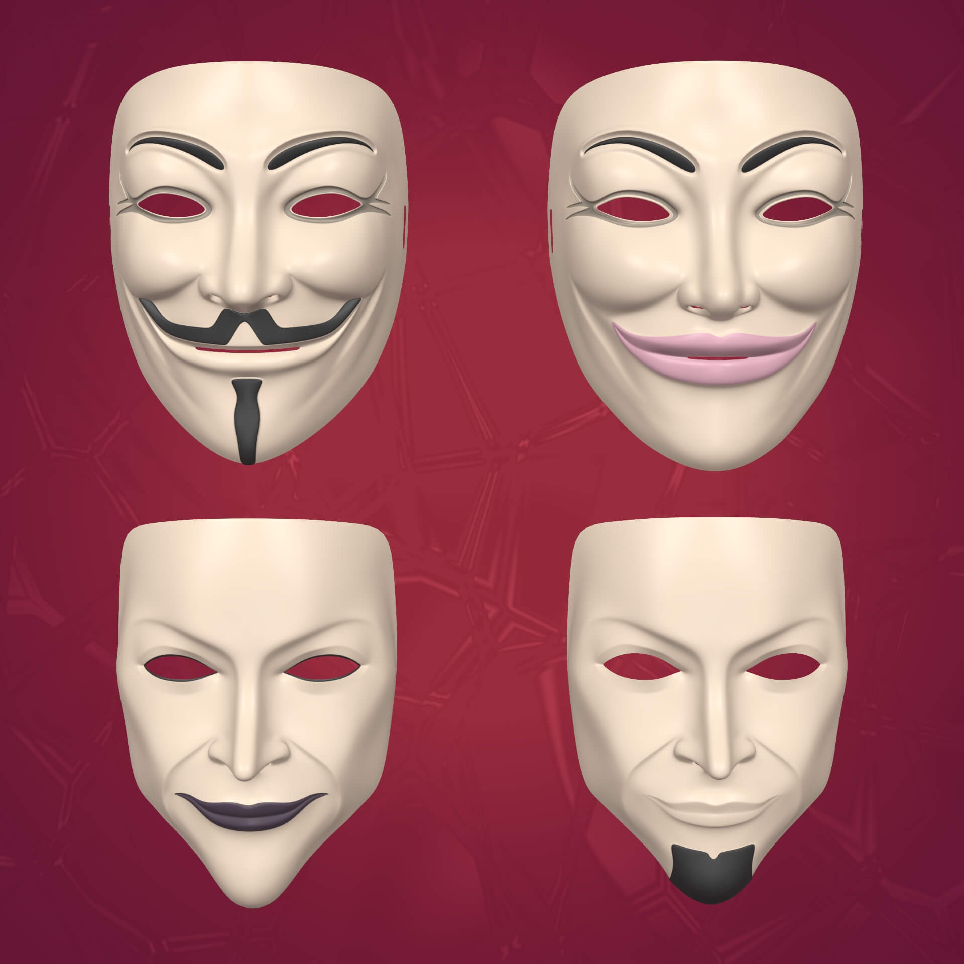 Generic Masks Pack - 3D Model by Ocstard