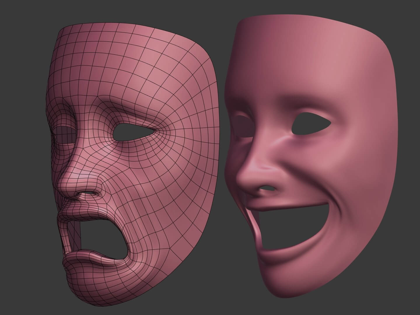 Theater Masks V3 - 3D Model by Ocstard