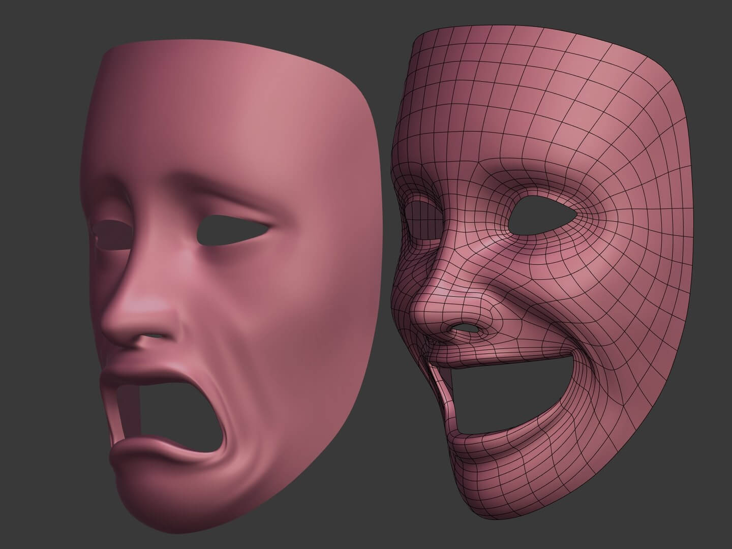 Theater Masks V3 - 3D Model by Ocstard