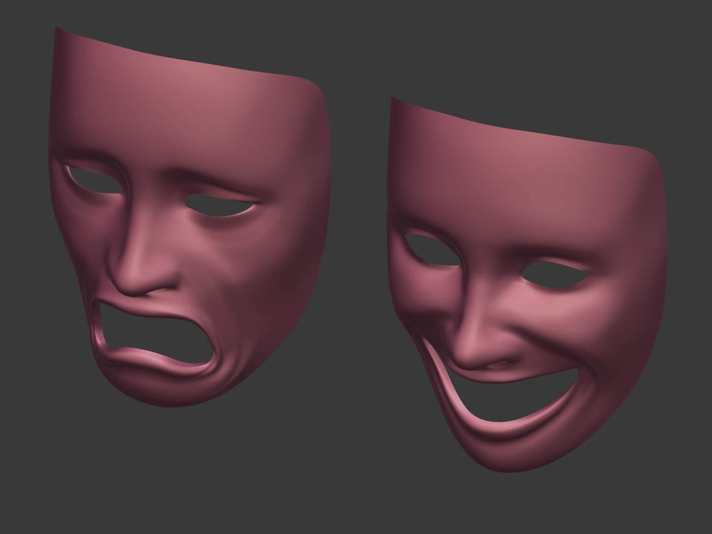 Theater Masks V3 - 3D Model by Ocstard
