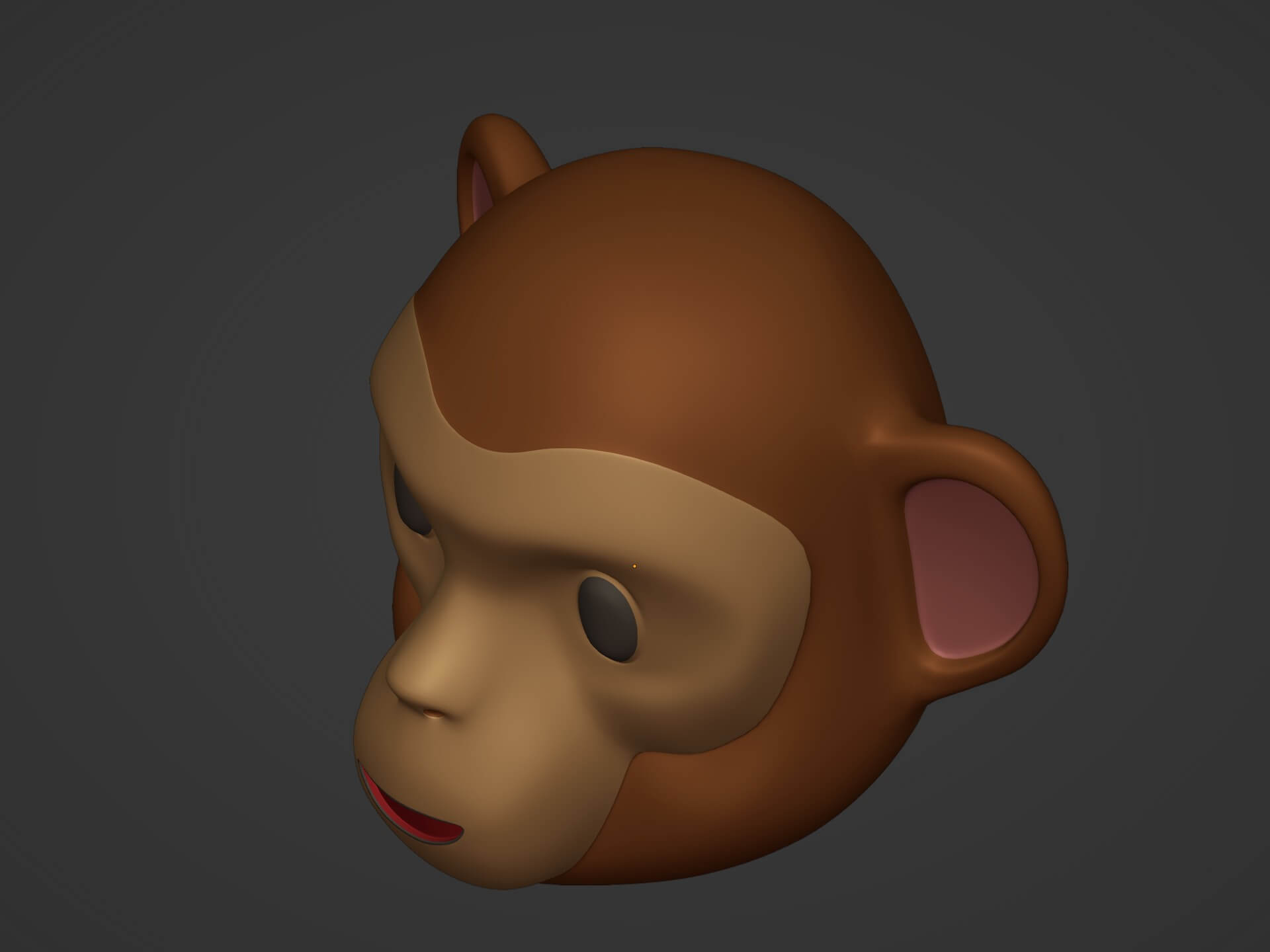 Cartoon Monkey Head Smiley - 3D Model by Ocstard