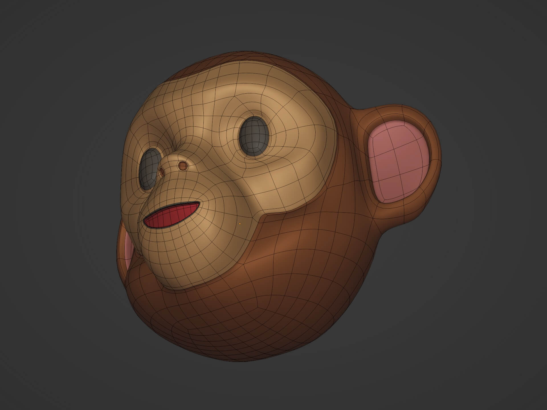Cartoon Monkey Head Smiley - 3D Model by Ocstard