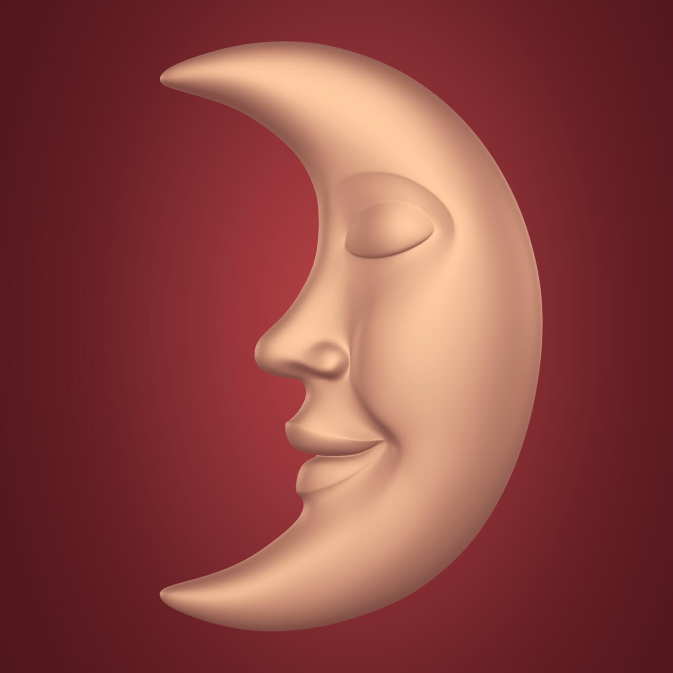 Moon Face Pendant - 3D Print Model by Ocstard