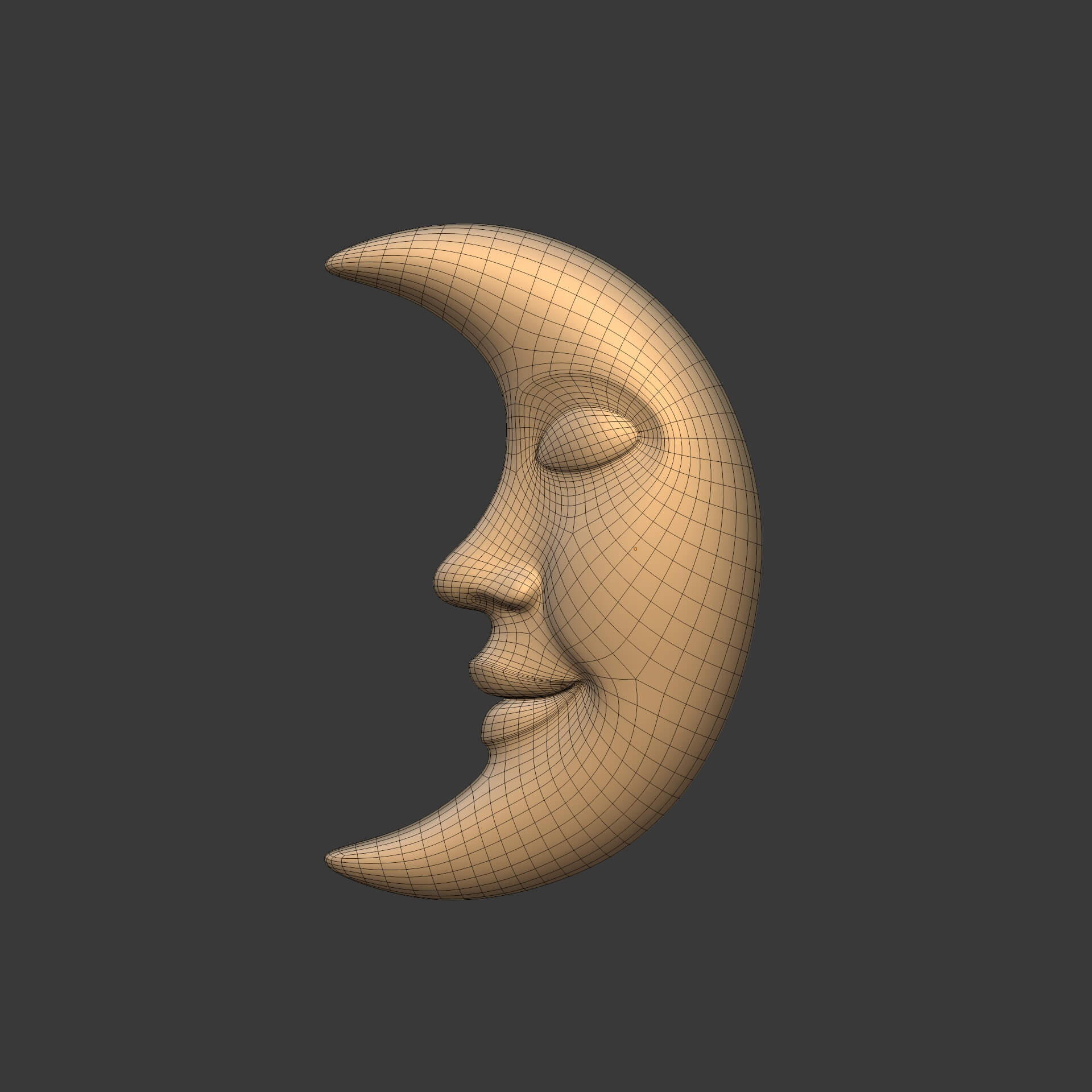 Moon Face Pendant - 3D Print Model by Ocstard