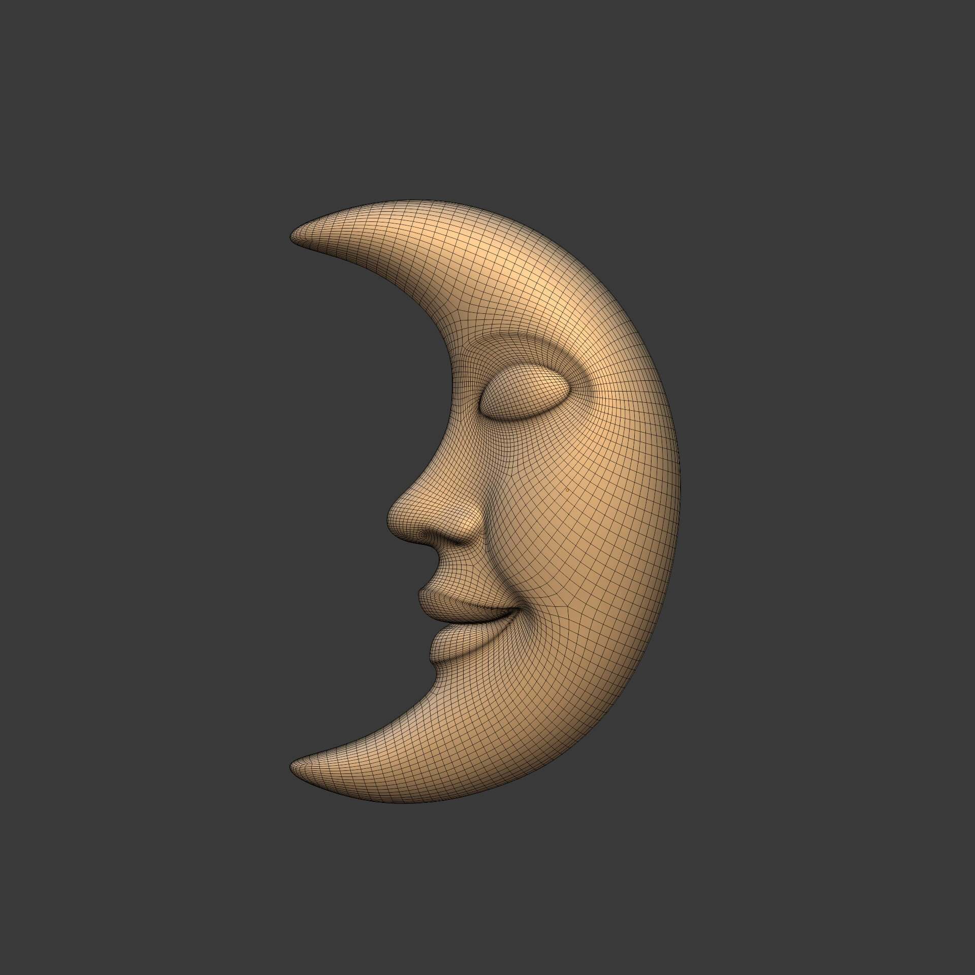 Moon Face Pendant - 3D Print Model by Ocstard