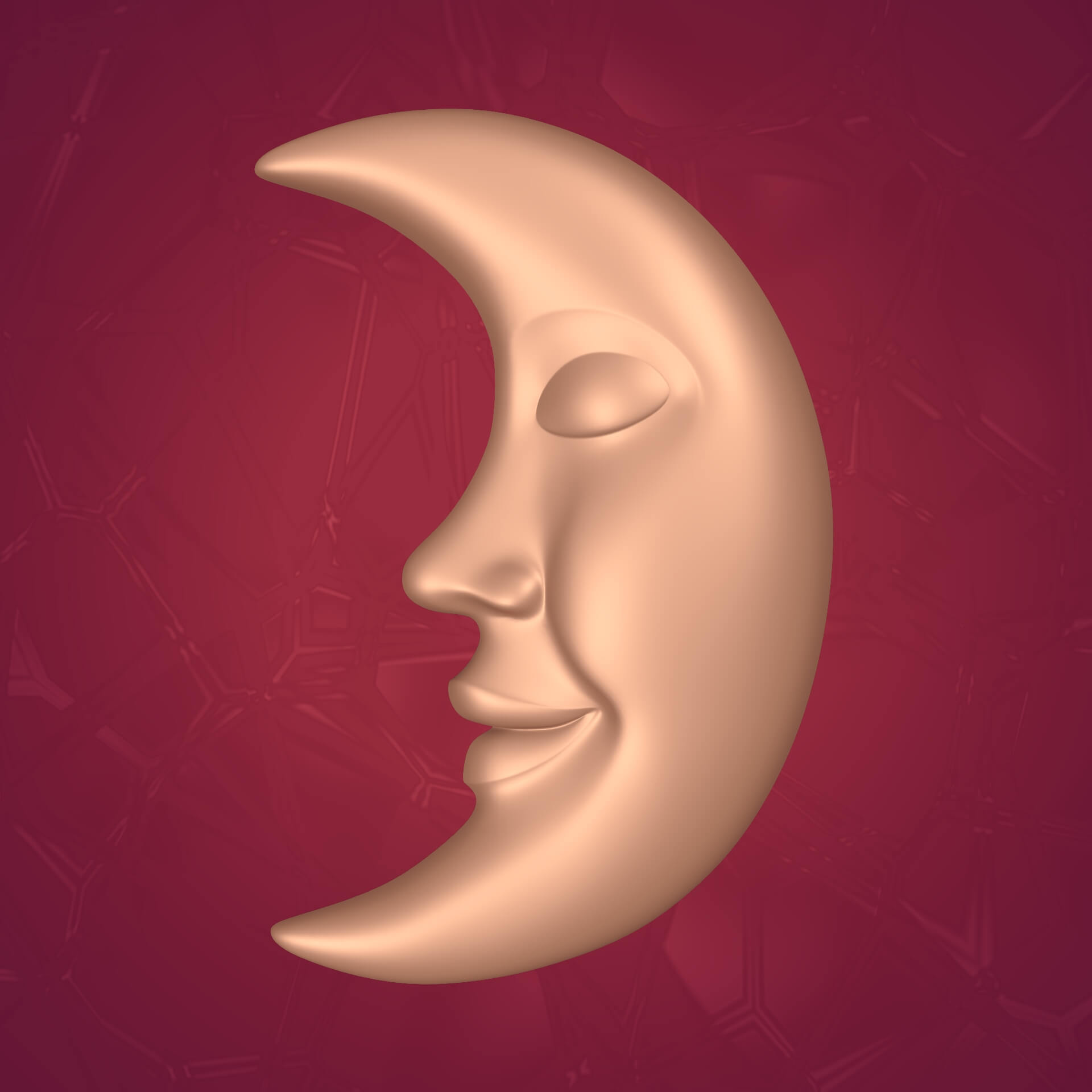 Moon - Crescent Face Pendant 3D Model by Ocstard