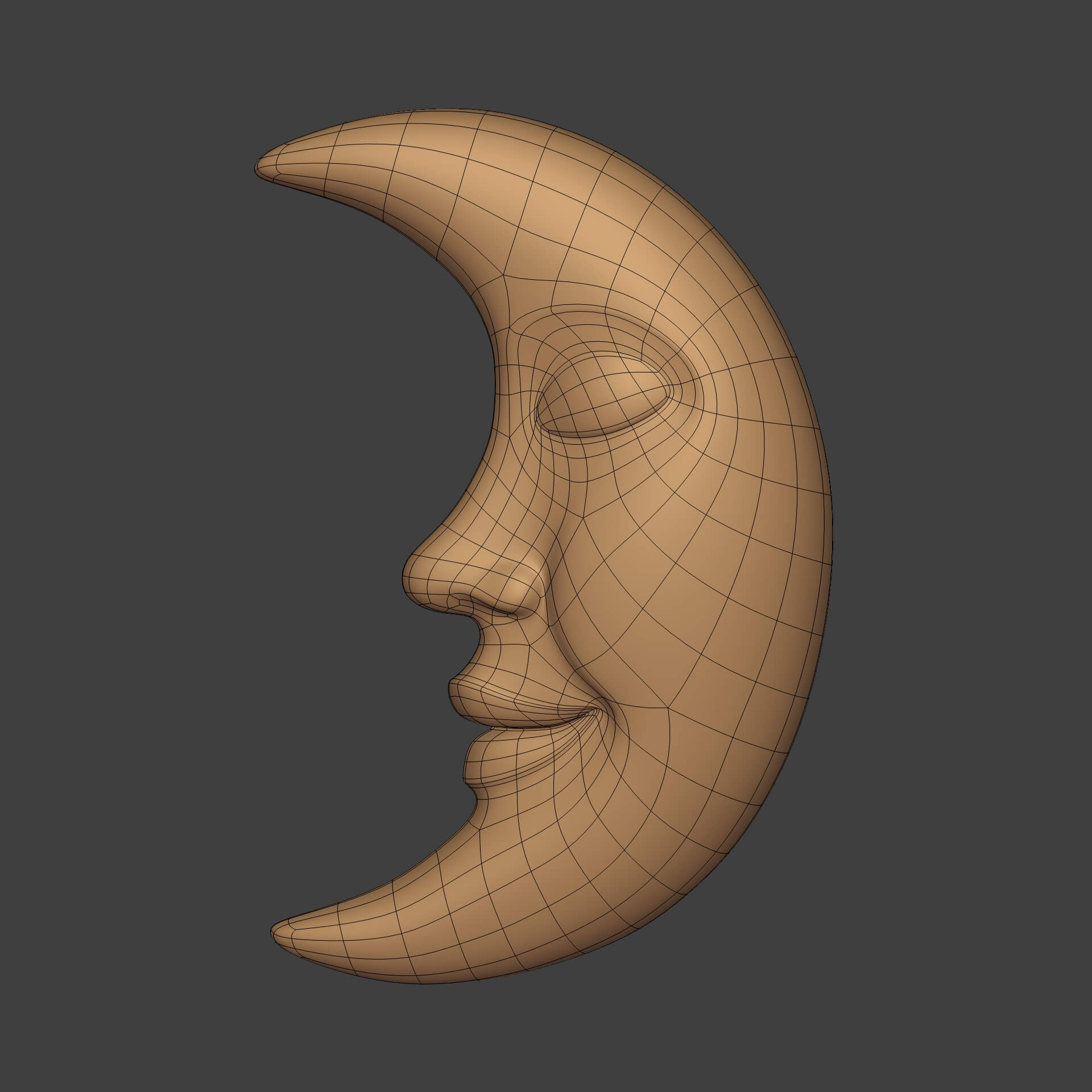 Moon - Crescent Face Pendant 3D Model by Ocstard