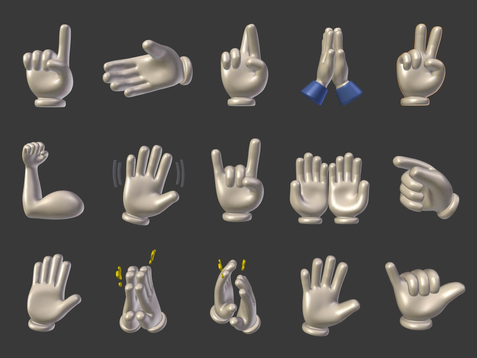 Hand Emoji Signs Pack - 3D Model by Ocstard