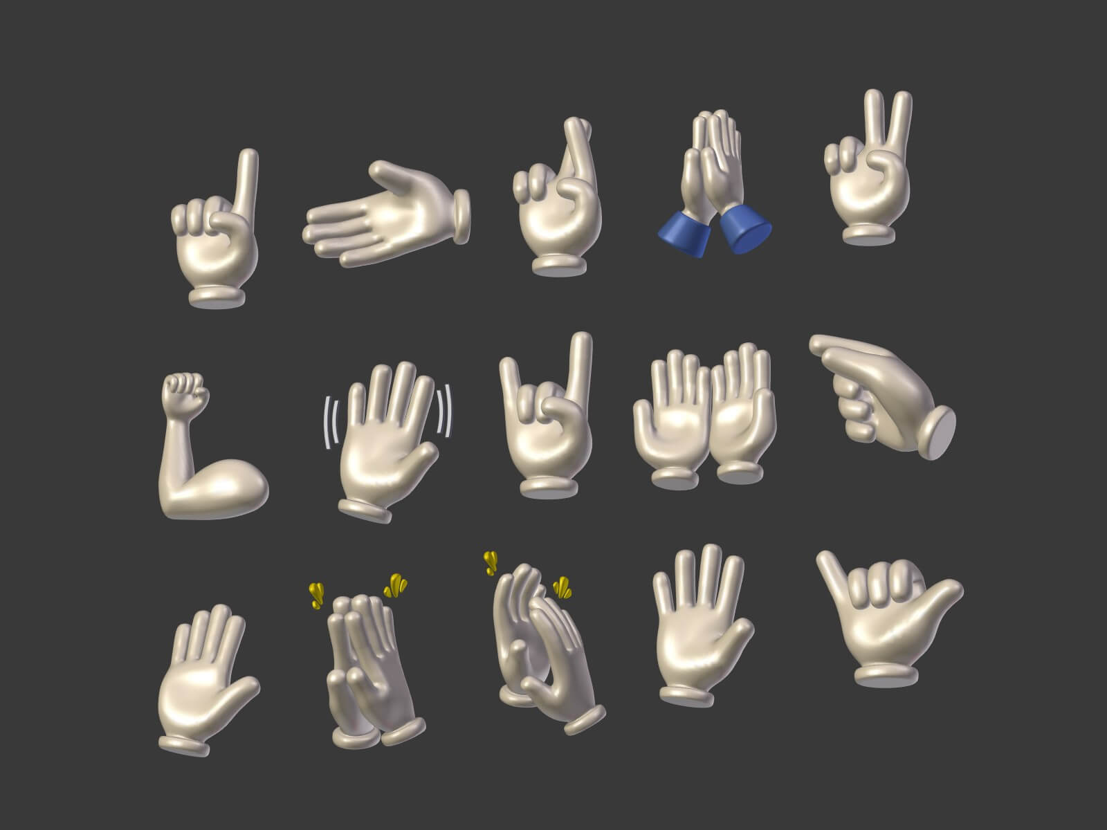 Hand Emoji Signs Pack - 3D Model by Ocstard
