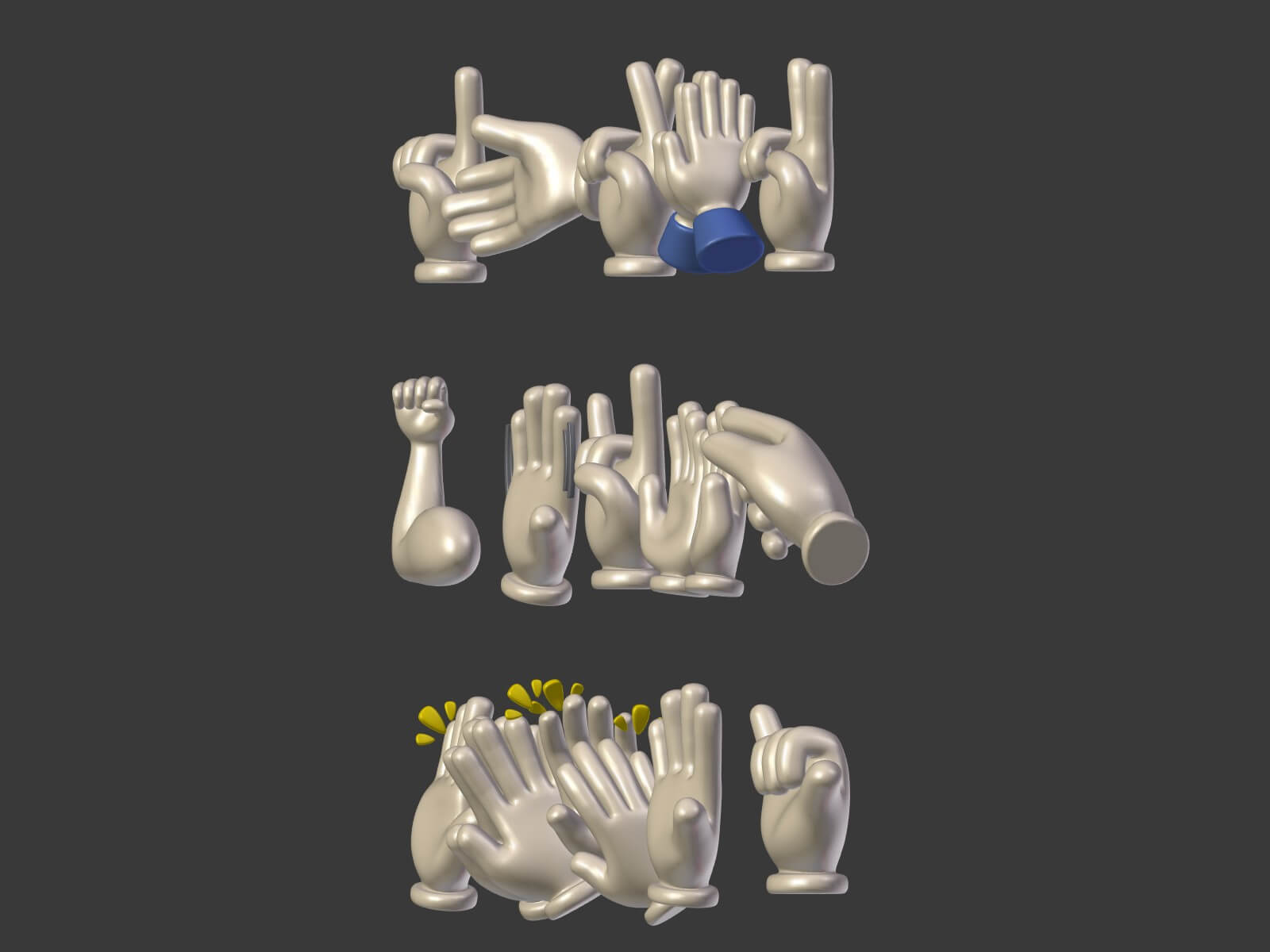 Hand Emoji Signs Pack - 3D Model by Ocstard