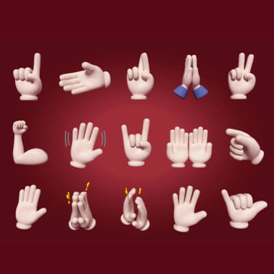 Hand Emoji Signs Pack - 3D Model by Ocstard