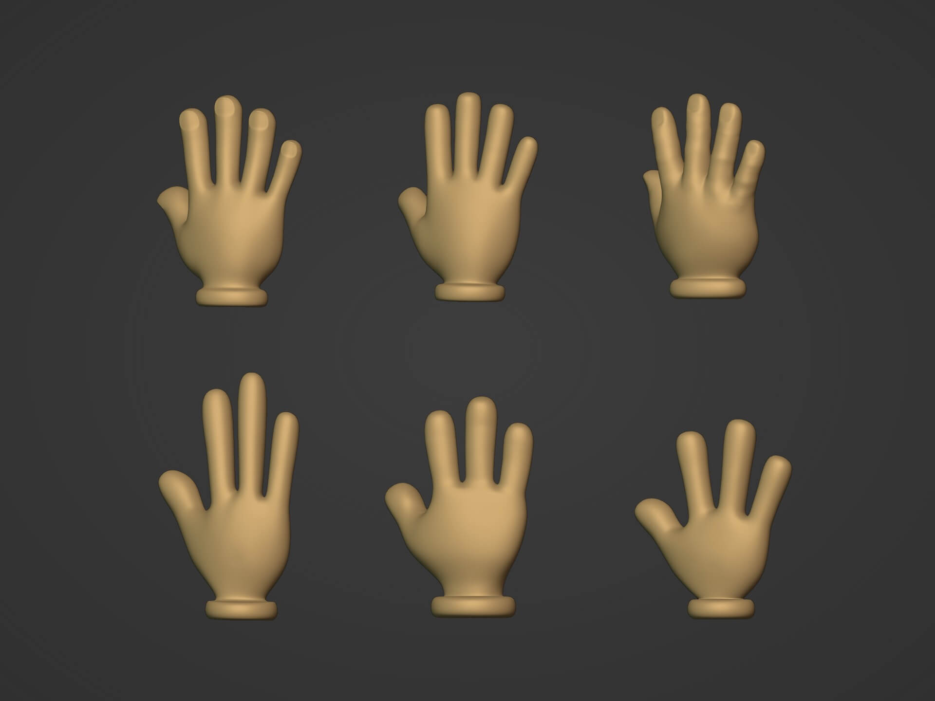 Cartoon Hands Pack - 3D Model by Ocstard