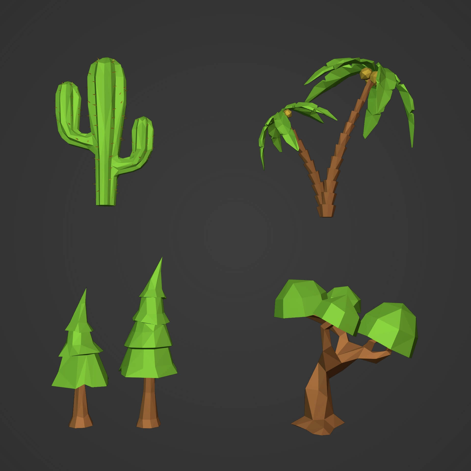 Low Poly Cartoon Trees Pack - 3D Model by Ocstard