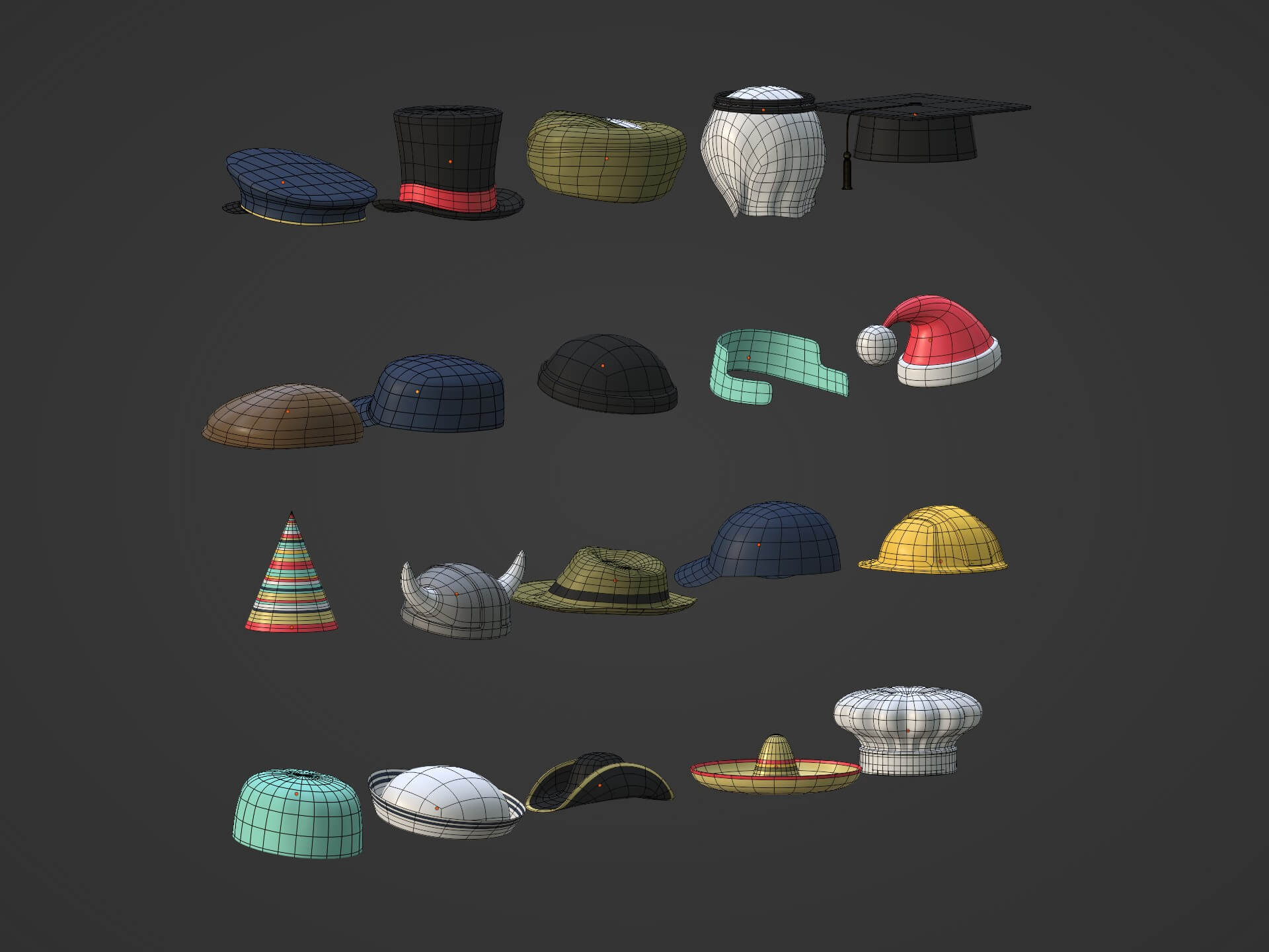Hats Icons Pack - 3D Model by Ocstard