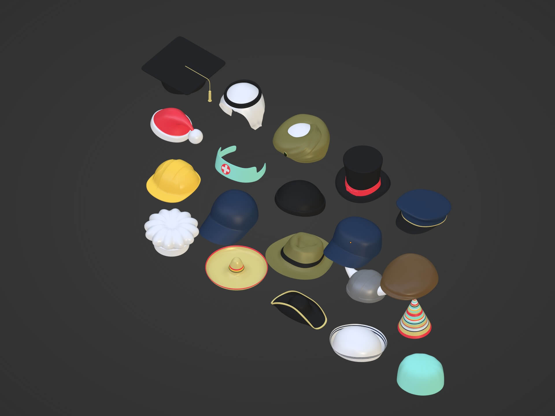 Hats Icons Pack - 3D Model by Ocstard