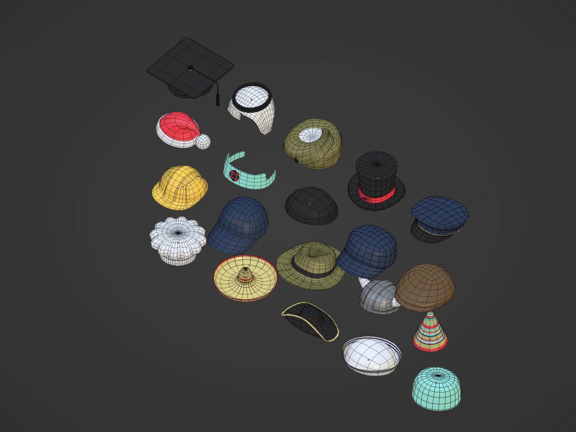 Hats Icons Pack - 3D Model by Ocstard