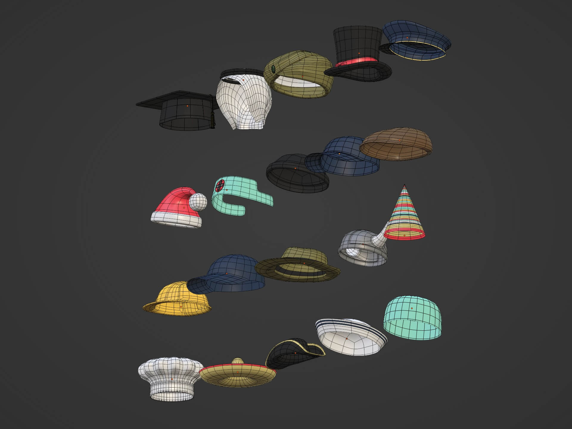 Hats Icons Pack - 3D Model by Ocstard